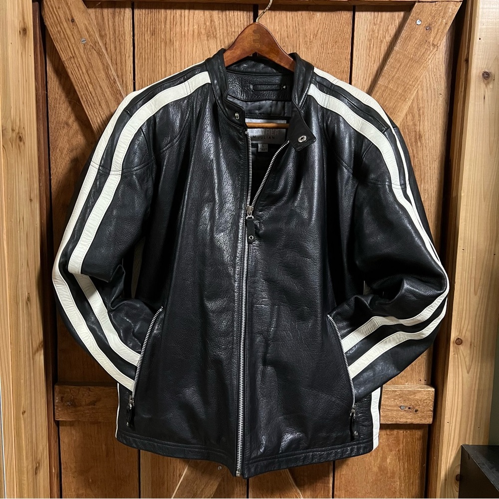 Racer Jacket Wilsons Leather Mens Motorcycle Size L B… - Gem